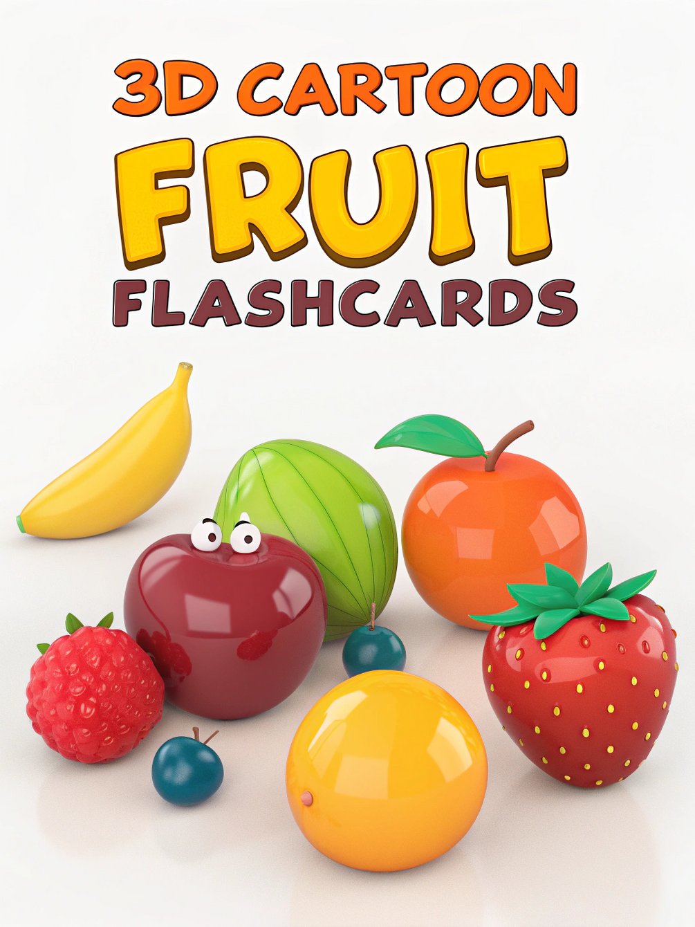 3D fruits flash cards