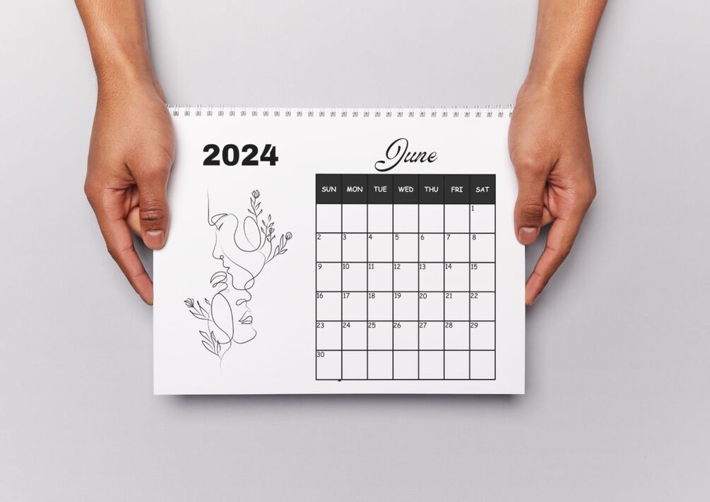 Printable Minimalist Line Art Monthly Calendar 2024