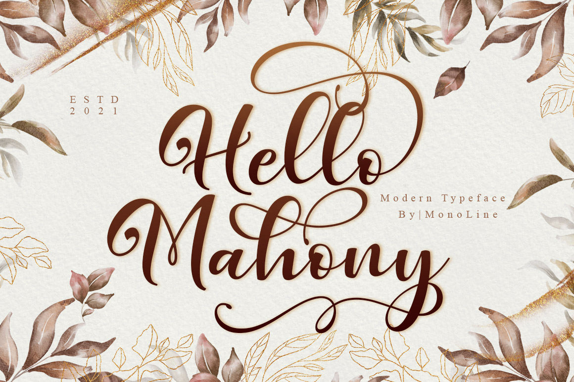 Hello Mahony Sweeth Typeface | Design By MonoLine Calligraphy - Putri Indira
