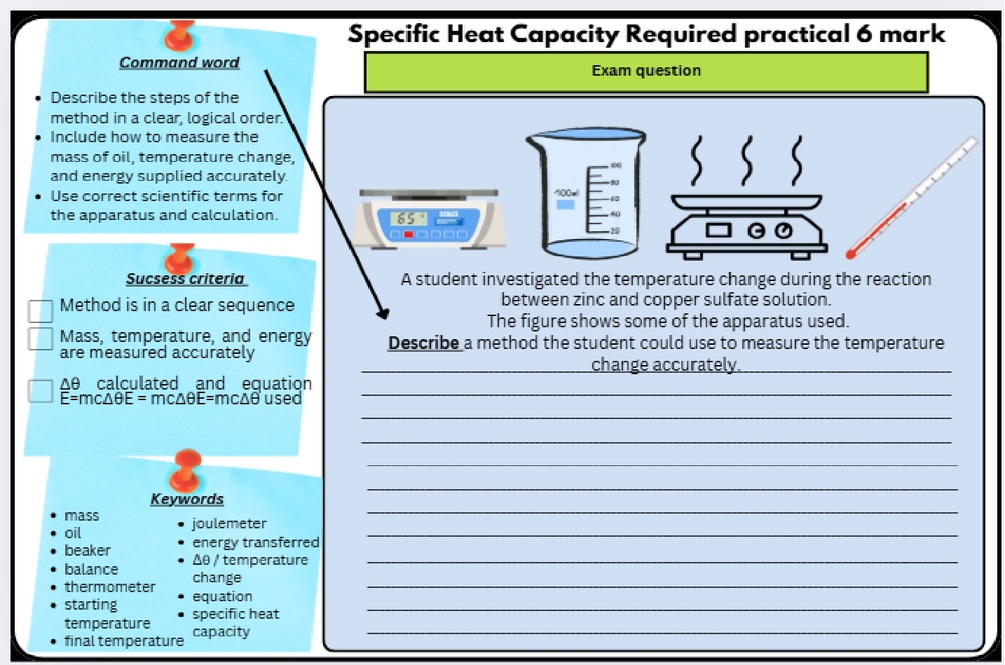 GCSE Physics Required Practical: Specific Heat Capacity (6-Mark Exam Question Practice)