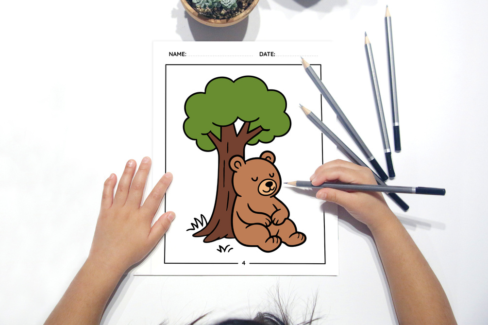 Cute Bear Coloring Pages for Kids Preschool and Kindergarten | Simple ...
