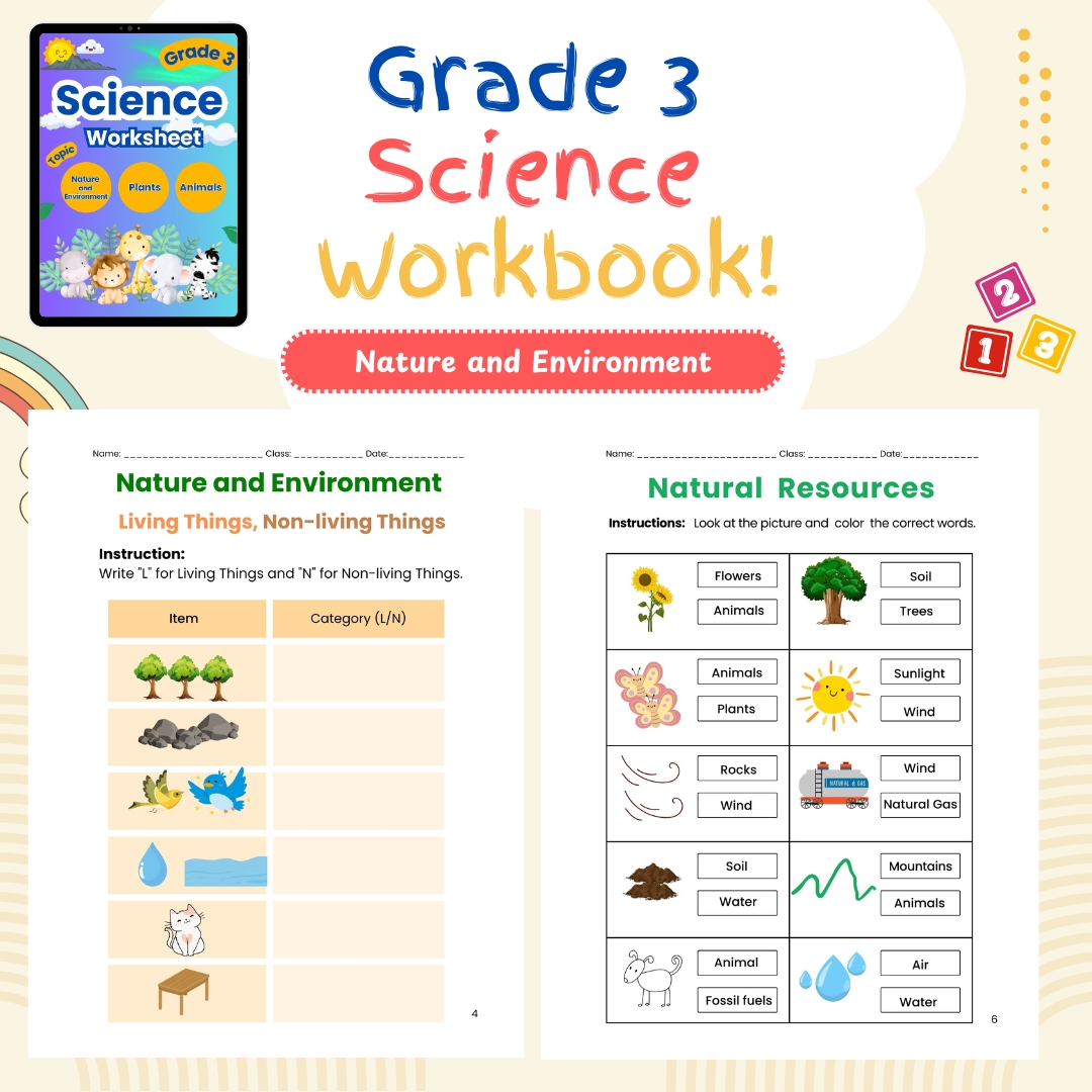 Grade 3 Science Workbook! - worksheets and answer sheets - Nature and ...