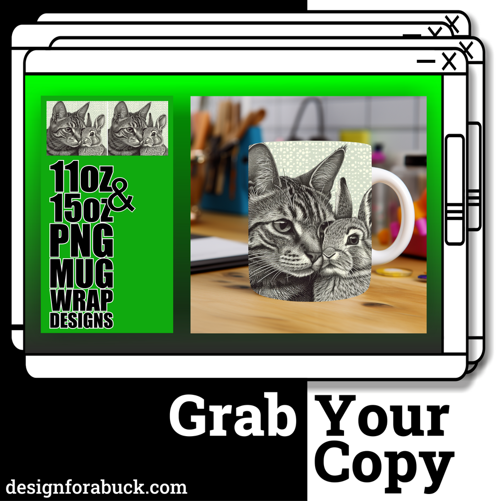 Cat-tastic Creations Mug Wrap PNG - 11oz, 15oz, High-Resolution Image