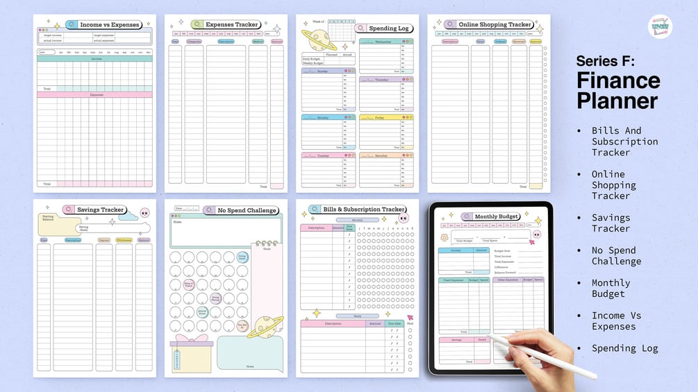 (Series F) Undated Finance Planner [A4 Size Printable PDF]