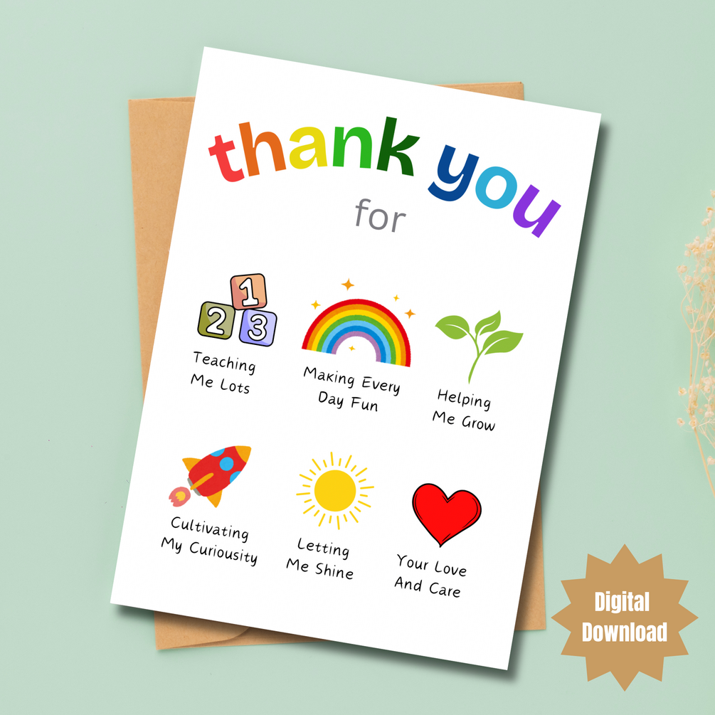 Teacher Thank You Card | Printable Student Appreciation Card | Instant ...
