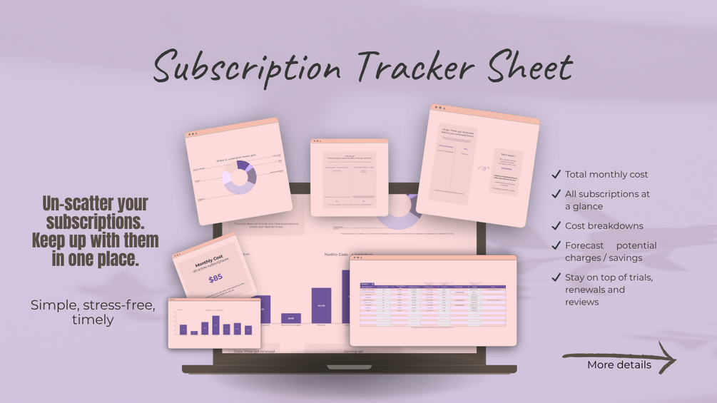 Simple Subscription Tracker Spreadsheet
