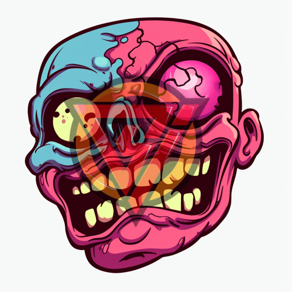 Mutant Zombie Head – Creepy Undead Digital Art (EPS, PSD, SVG)