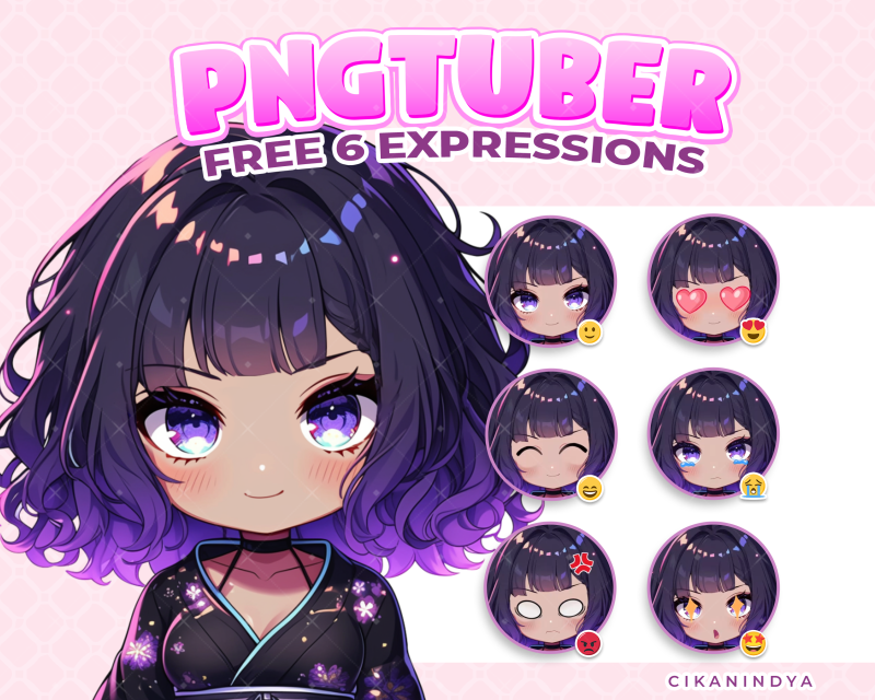 PNG Tuber | Gothic Kimono PNG Tuber for Twitch Streamers | 6 Poses ...