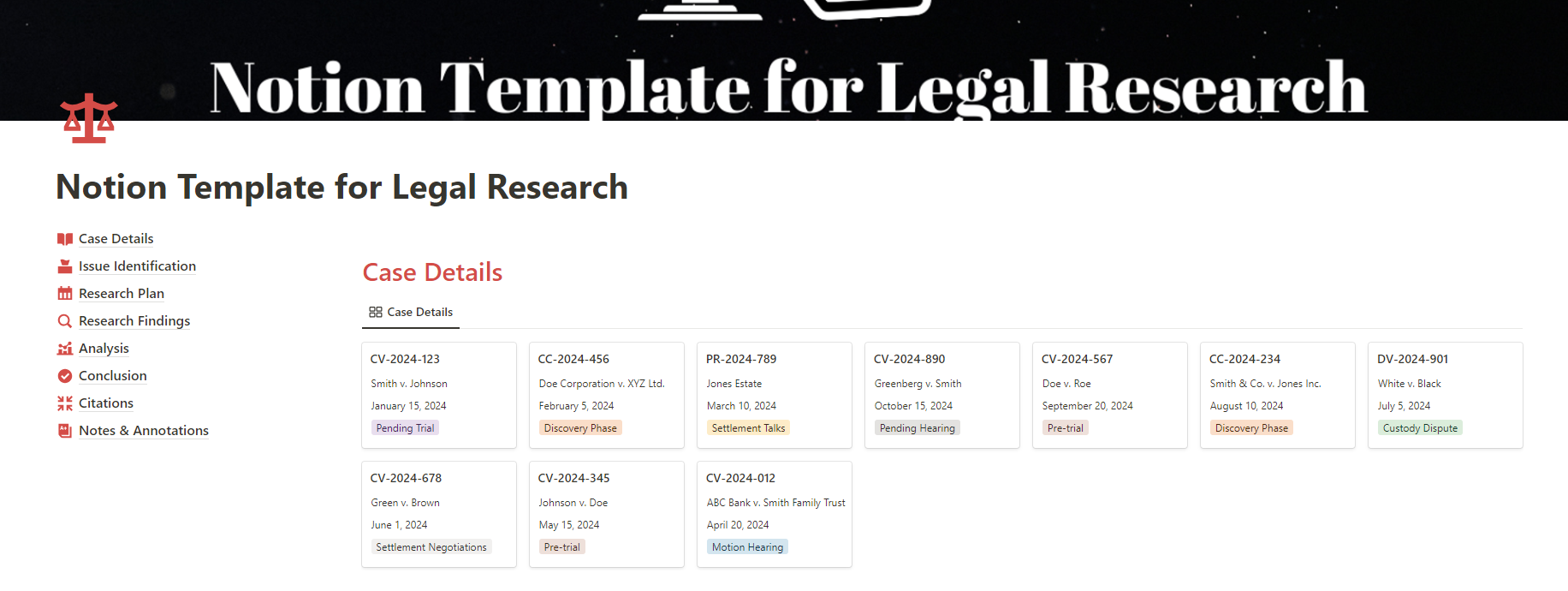Notion Template for Lawyers ( Legal Research ) - Hams AI Tech