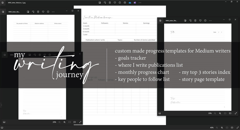 My Writing Journey - Medium progress templates for print! (Letter_Size)