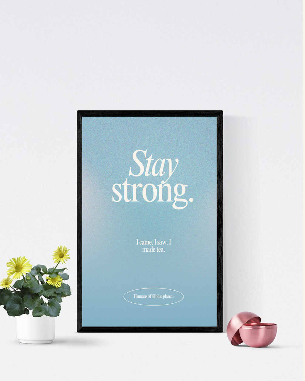 Minimalist blue motivational simple quote wall art inspirational framed ...