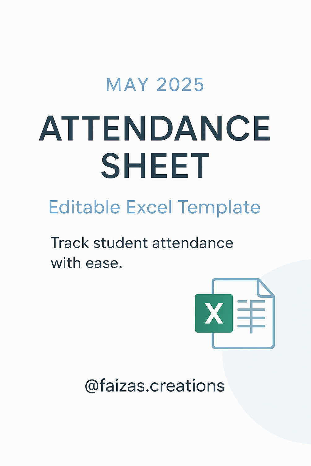 May 2025 Attendance sheet - Excel template