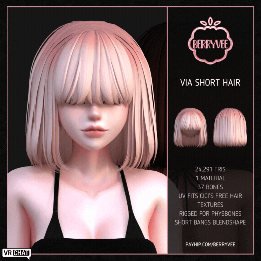 VIA SHORT HAIR RIGGED VRCHAT ASSET