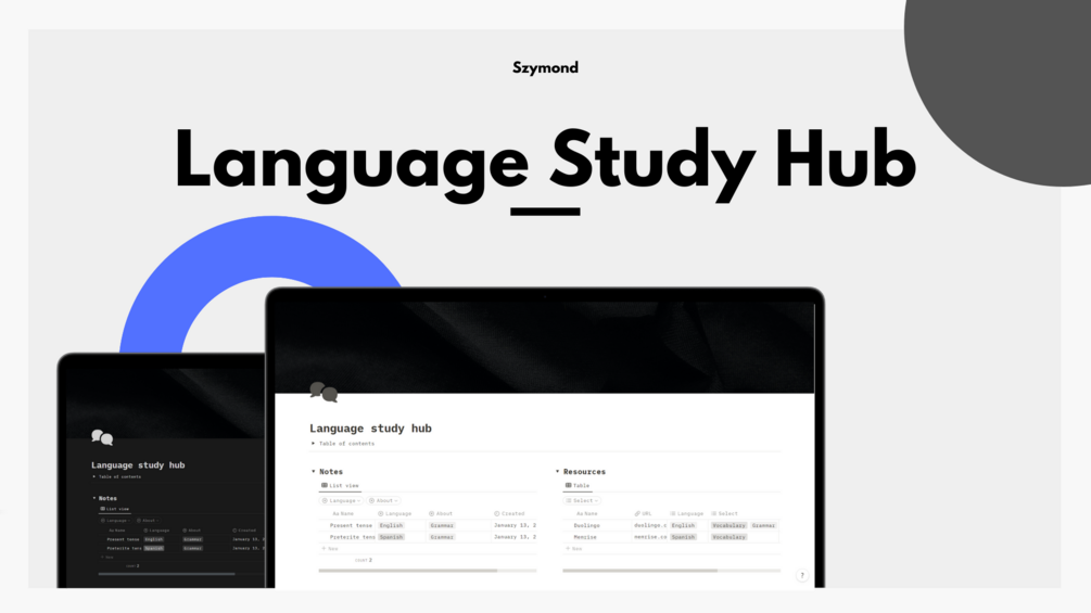 Language Study Hub notion template