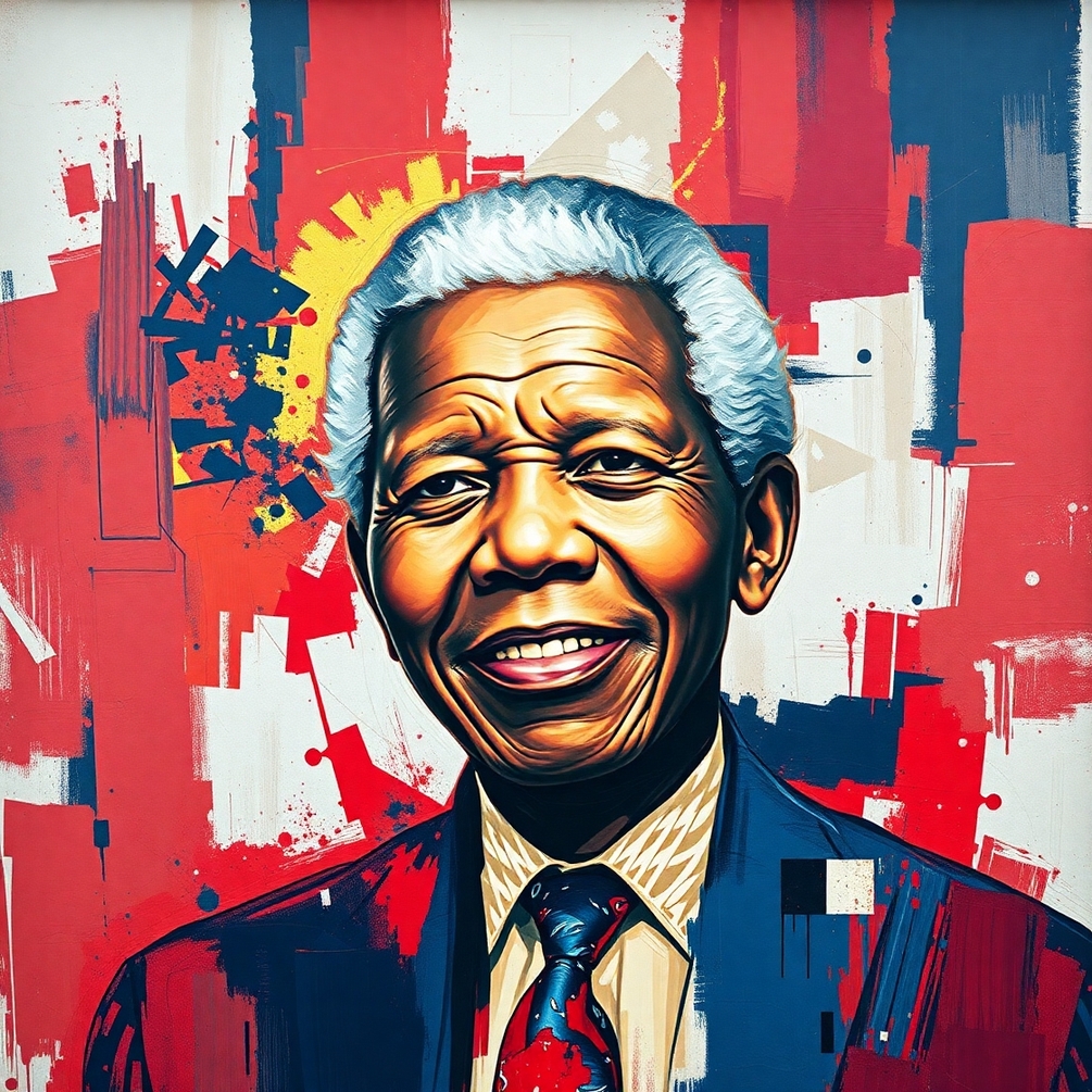 "Legacy of Freedom: An Abstract Expressionist Tribute to Nelson Mandela"