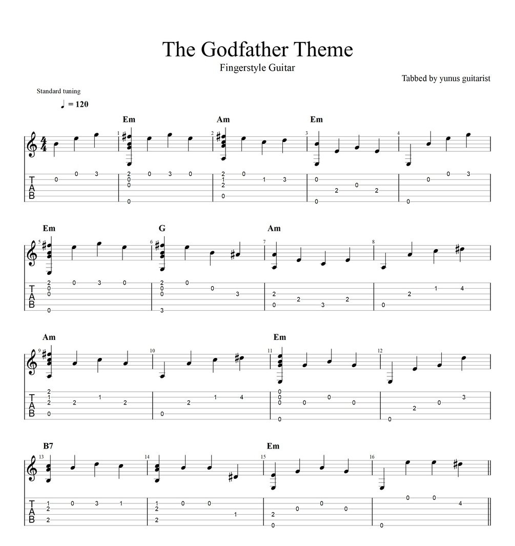 TAB. The Godfather Theme Song