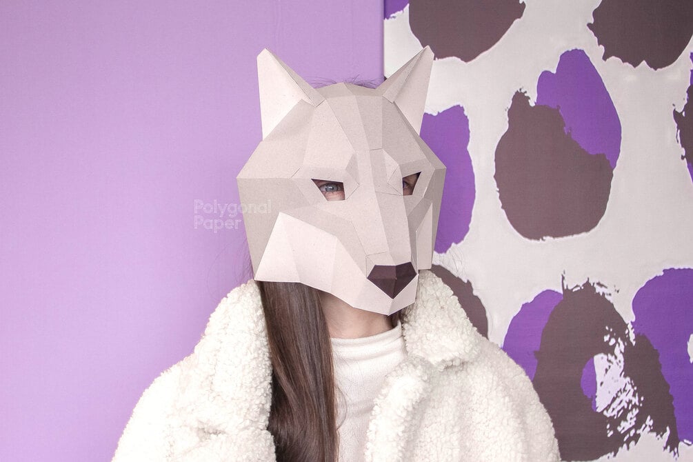 Wolf Mask: Digital Files for Papercraft PDF, DXF Template for Download