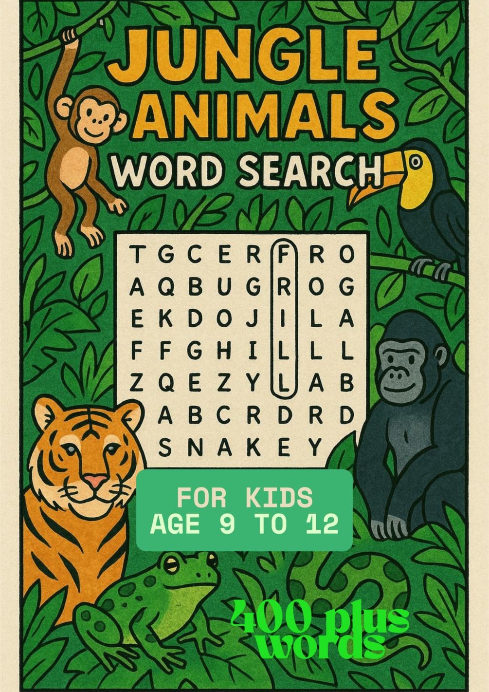 Jungle Animals Word Search for Kids