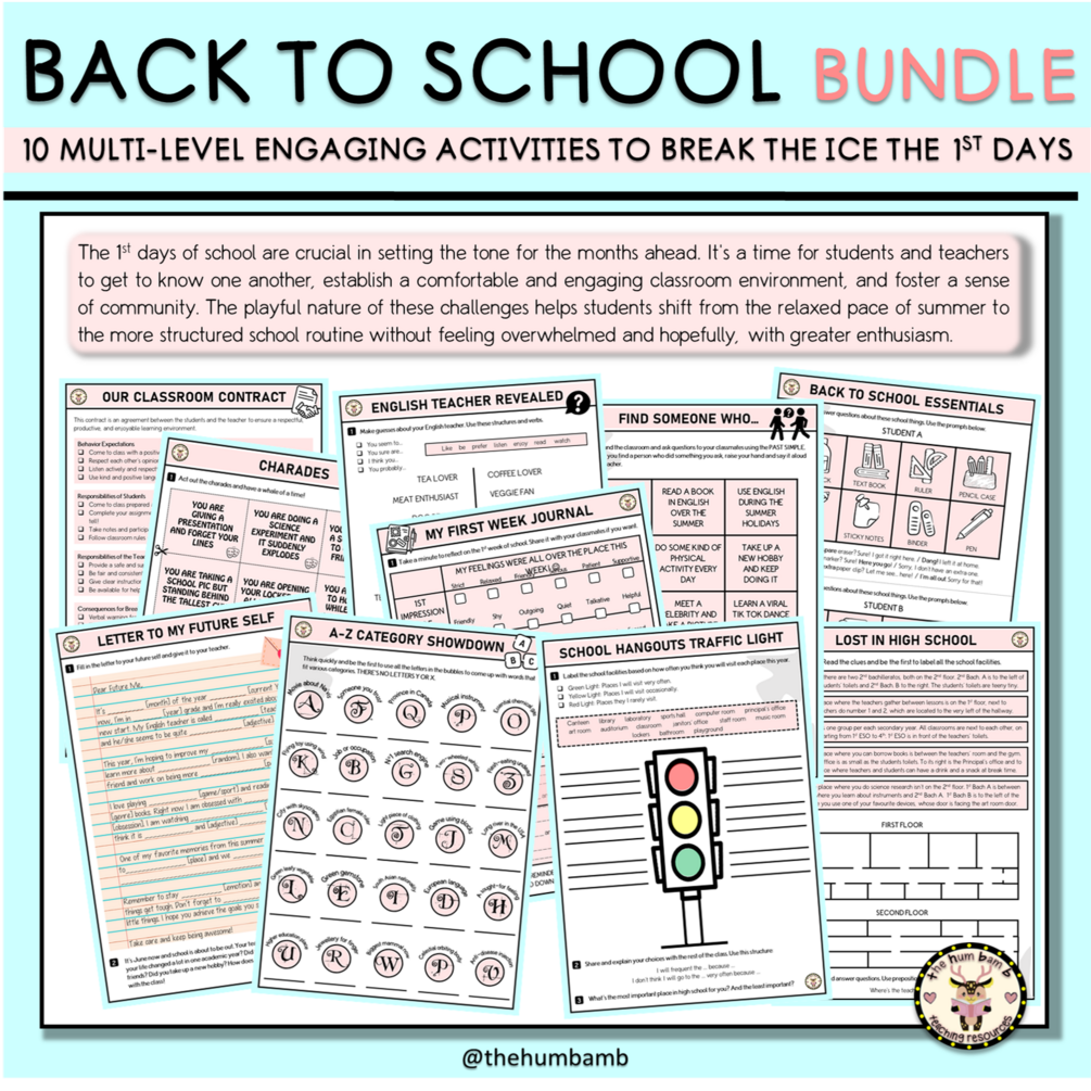 MULTI-LEVEL BACK TO SCHOOL FIRST DAYS OF SCHOOL ACTIVITY BUNDLE FOR ...