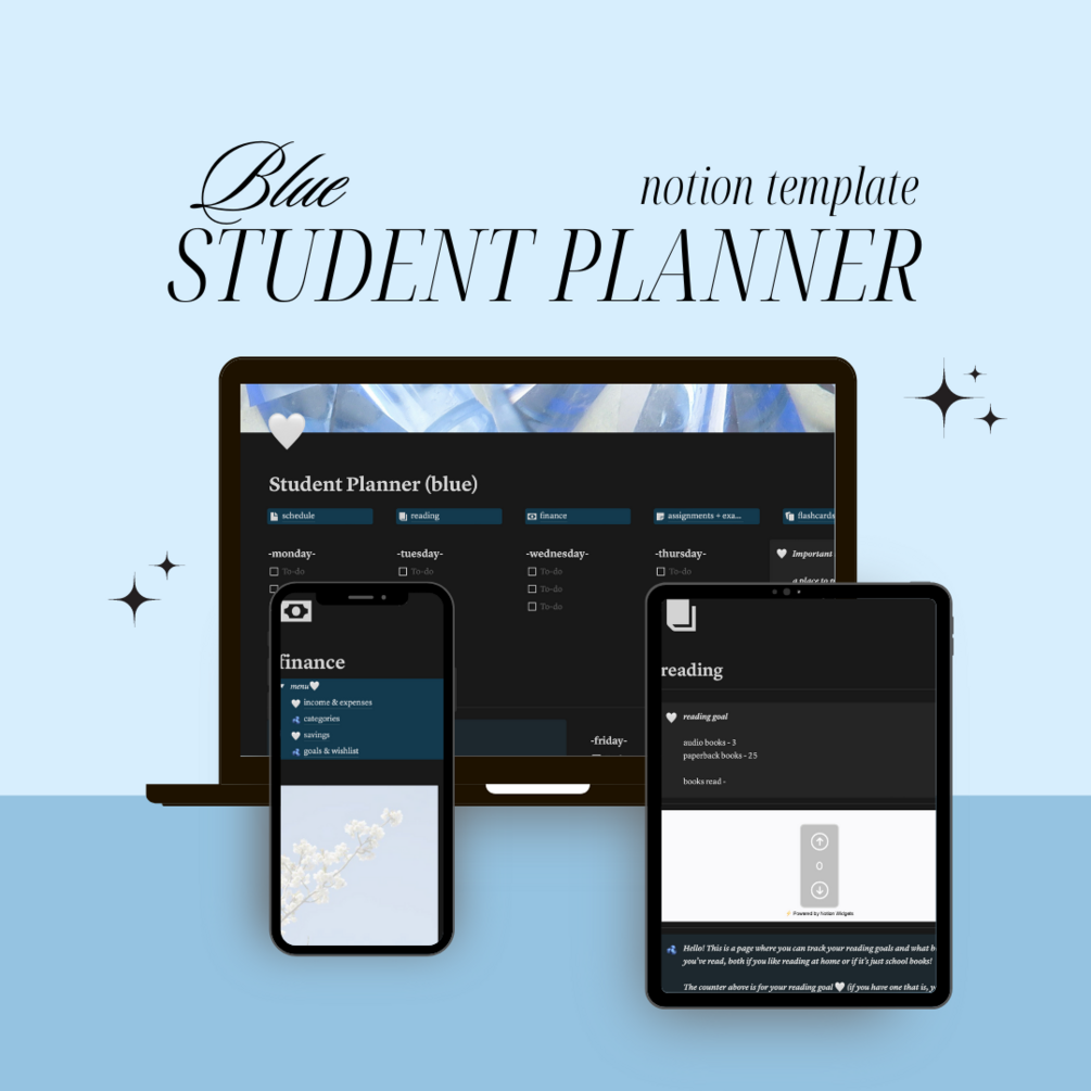 Blue Notion Template Study Planner