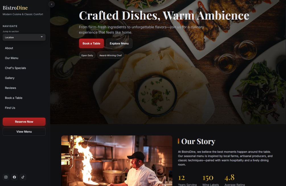 Restaurant Website Template – Clean & Customizable (HTML + CSS + JS)