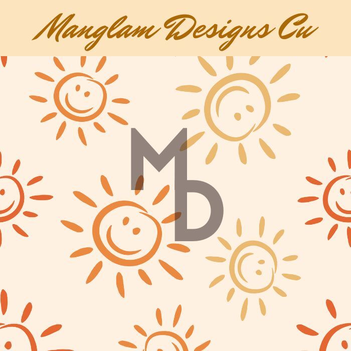 Retro hand drawn summer sun seamless repeat pattern, vintage sweet ...