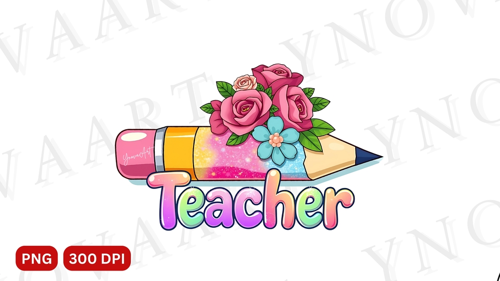 Pencil Teacher Text PNG – Sublimation