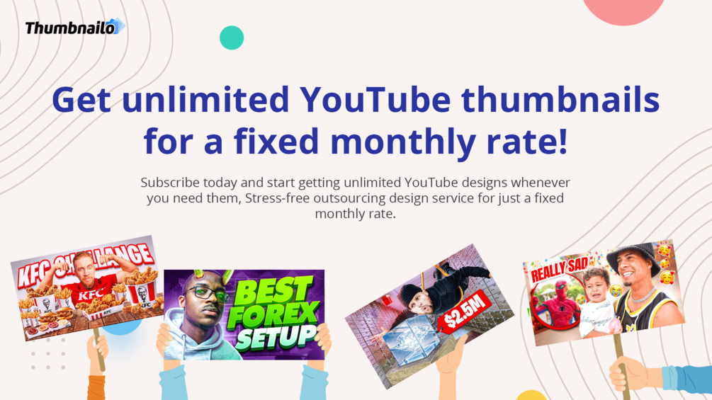 Thumbnailo - Get unlimited YouTube thumbnails for a fixed monthly rate.