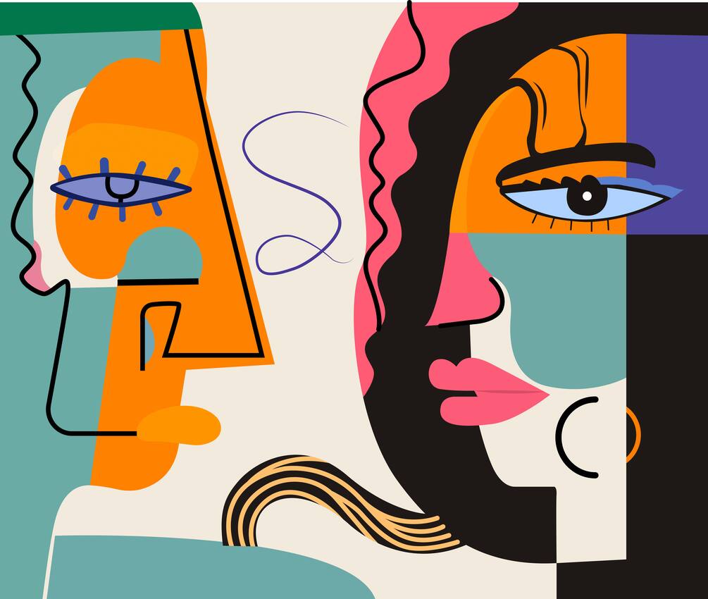 Flat design portrait with abstract shapes 12