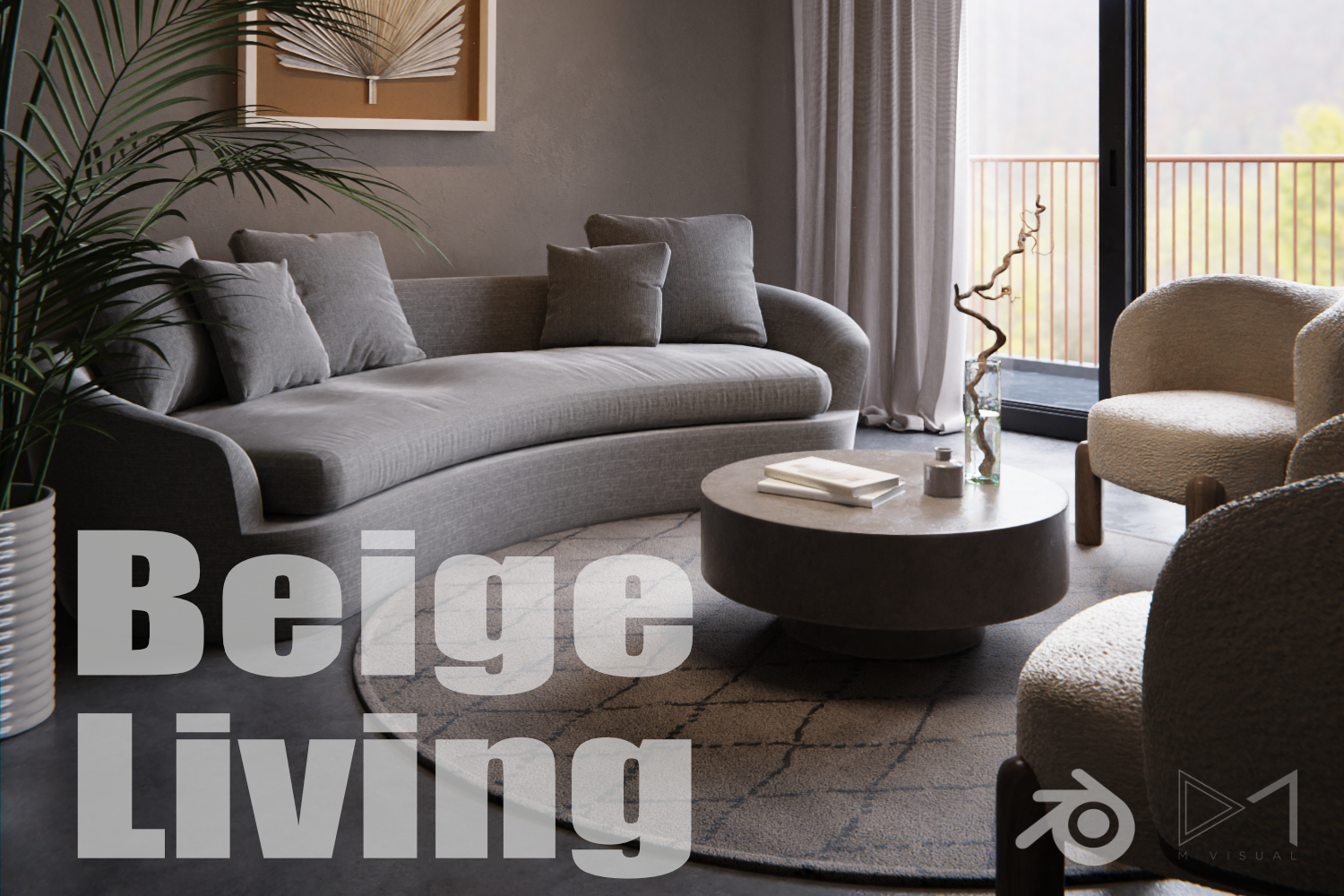 Beige Living - Realistic Blender Interior scene is here! - M.Visual