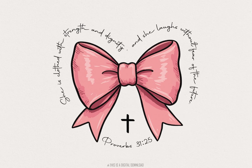 Proverbs Coquette Bow PNG, Pink Bow Watercolor, Bible Verse Design ...