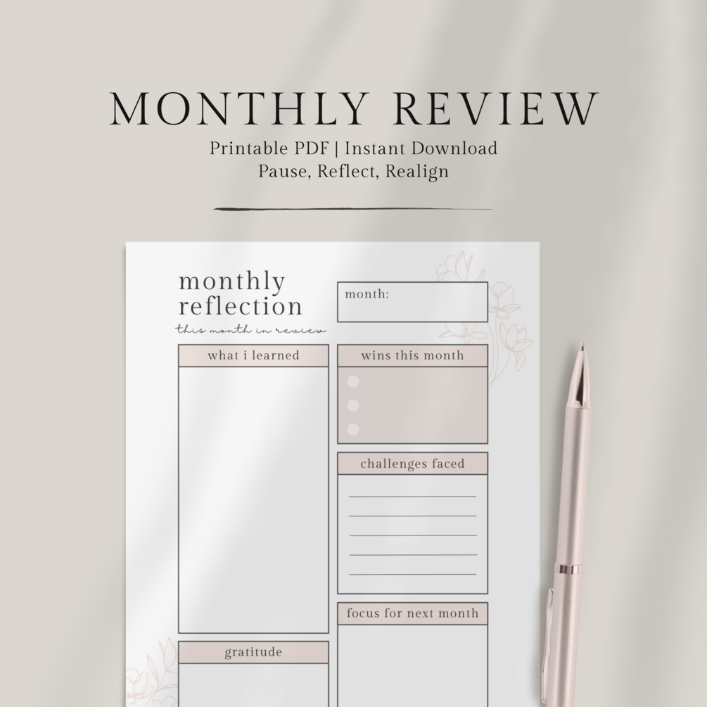 Monthly Review Planner – Printable Sheet