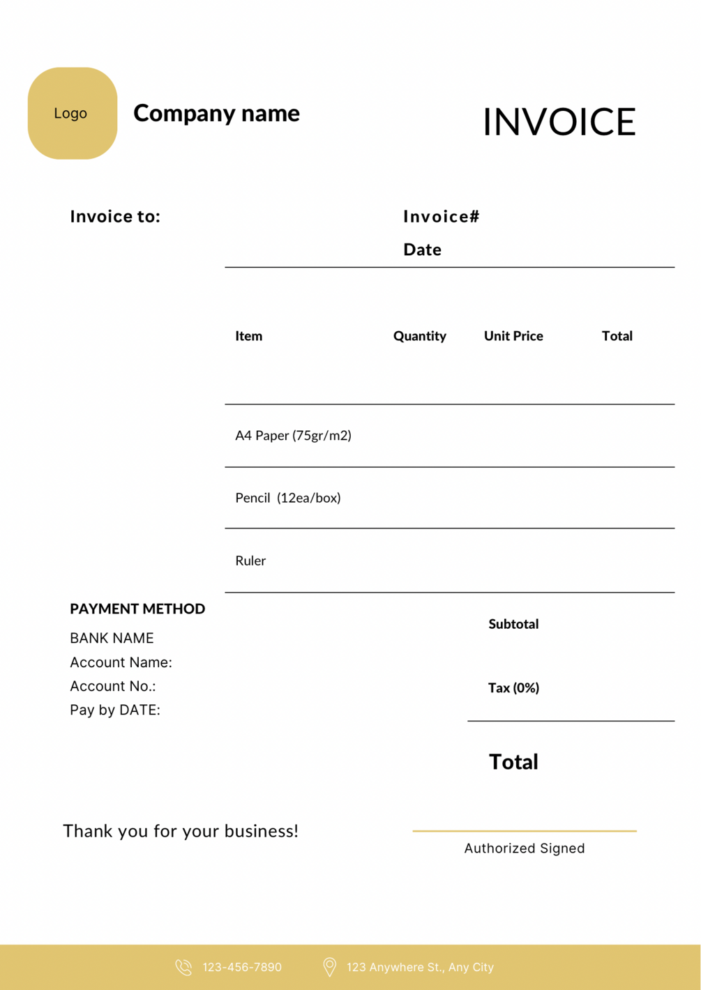 INVOICE (white+Gold)