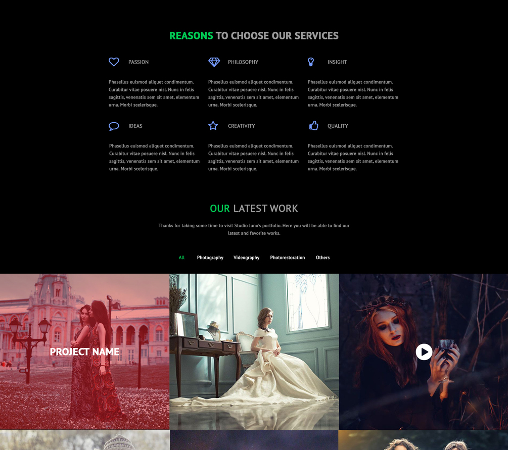 Free PSD template for Photo studio company