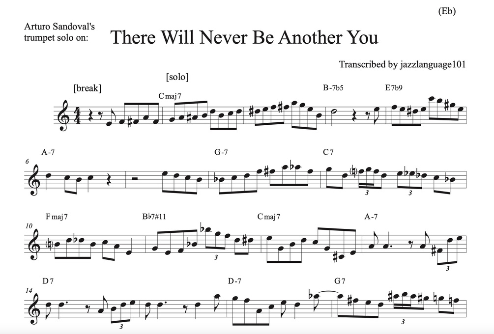 Arturo Sandoval's solo transcription on 'There Will Never Be Another ...