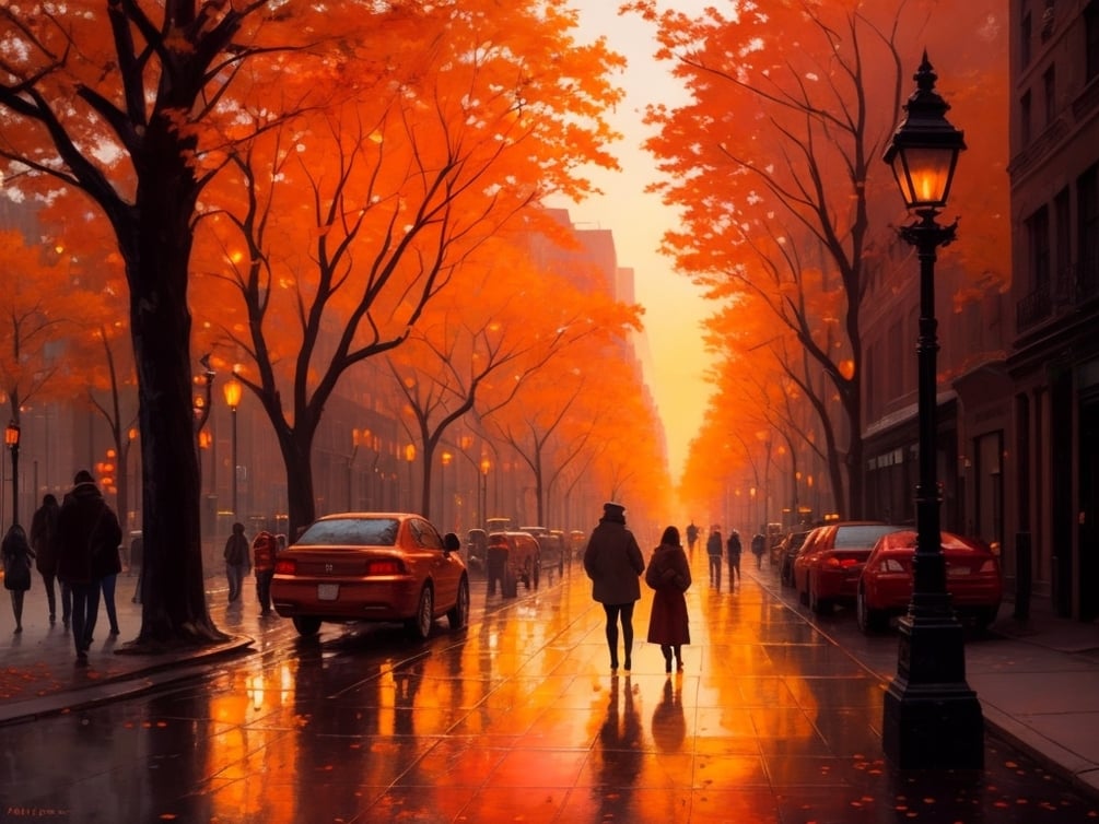 Digital art of autumnal New York Street