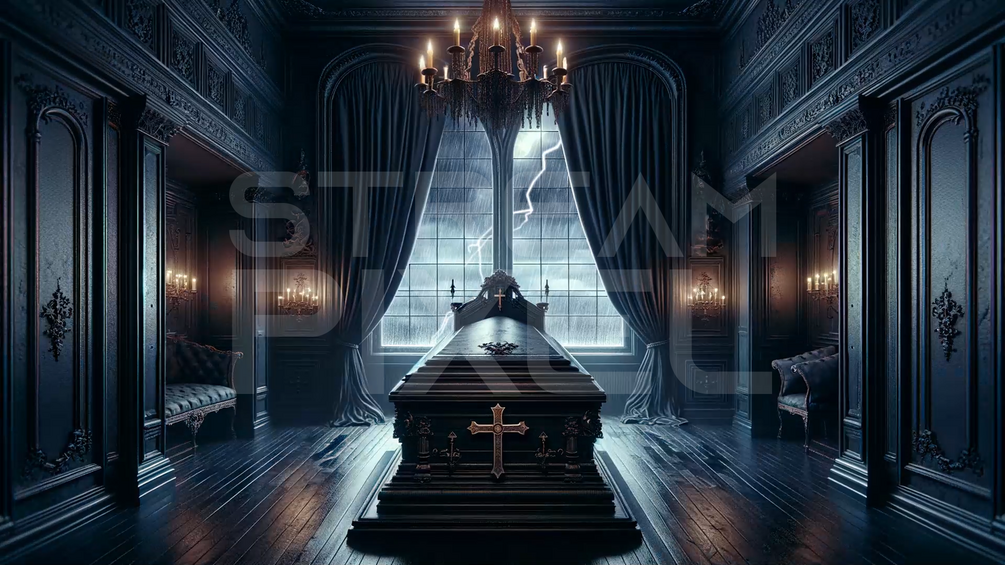 Animated virtual background seamless loop Gothic Style Room with ...