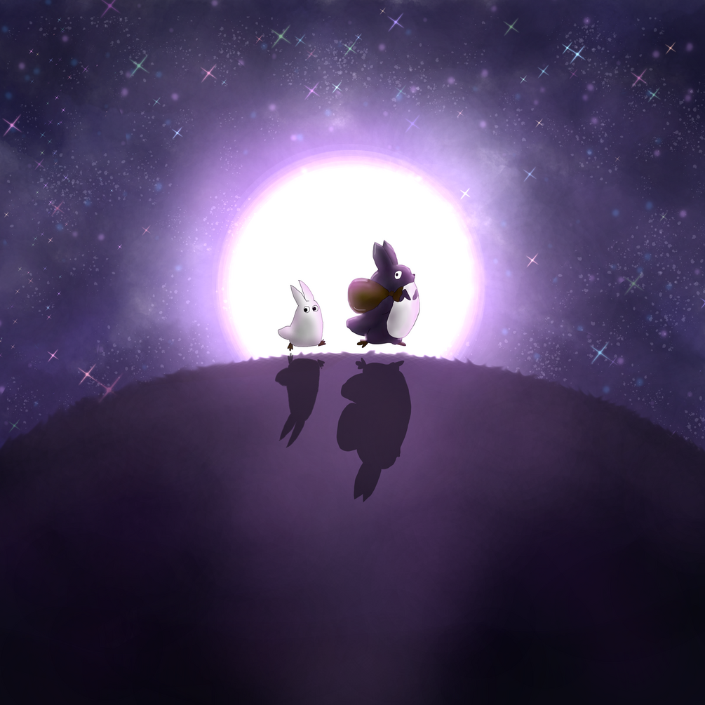 Tonari no Totoro - Running at night with the moonlight . jpg + clip
