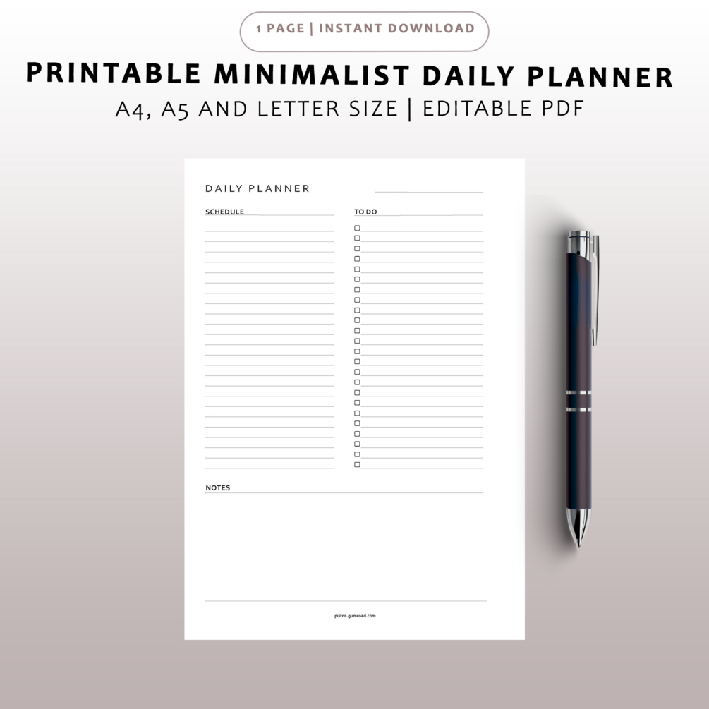 Printable Minimalist Daily Planner