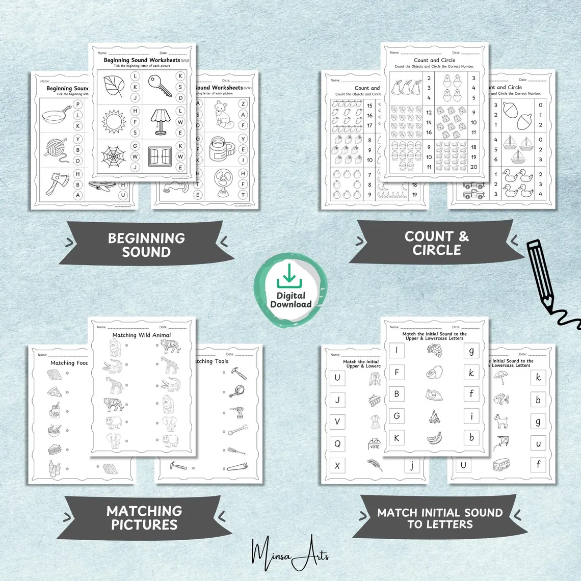 KIDS PTRINTABLE WORKSHEETS OF PRESCHOOL LEARNING