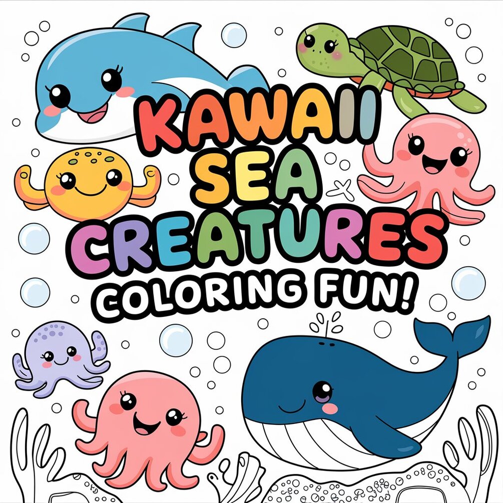 kawaii cute and awesome sea animals for kids to color - 20 picture ...