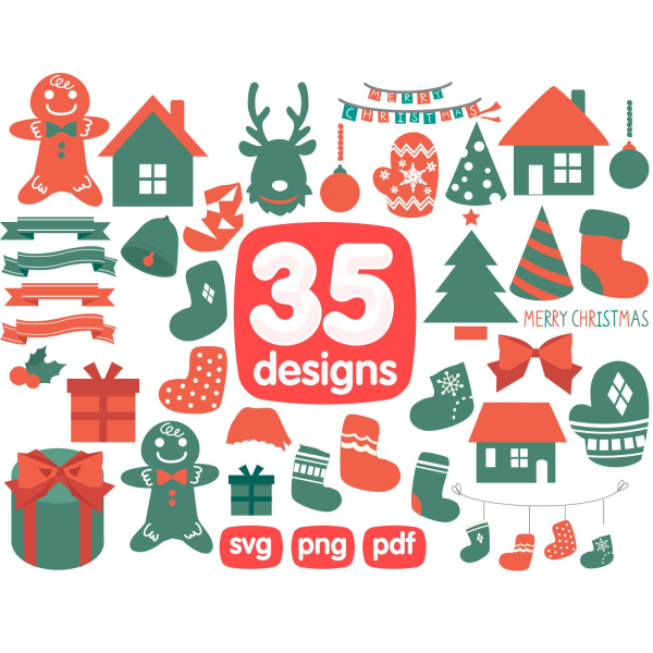 Christmas BUNDLE graphic set, Christmas clipart commercial use pack ...