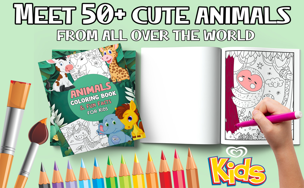 50+ Animals Coloring Book & Fun Facts for Kids