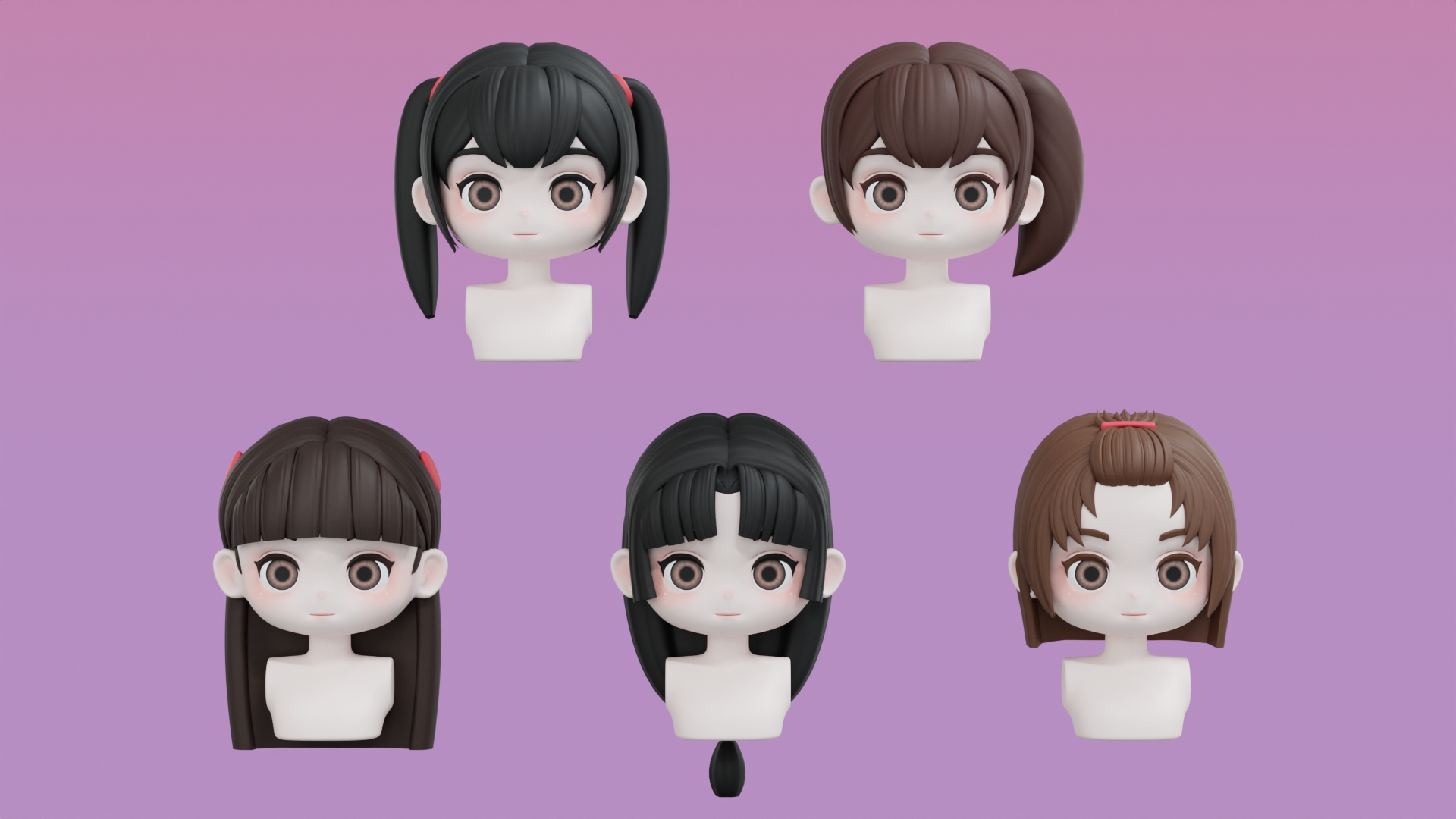 Collection Chibi Female Hair Style Set 4