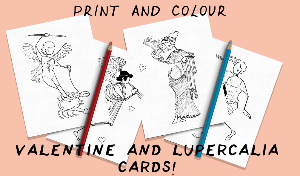 Valentine / Lupercalia Print Your Own Greetings Cards - colour in