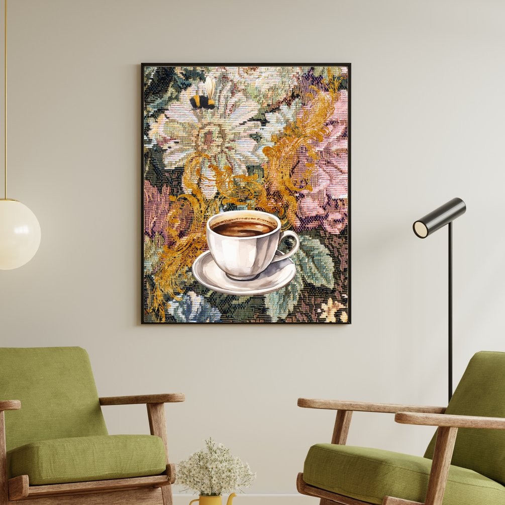 Golden Buzz Brew – Vintage Printable Coffee & Bee Art