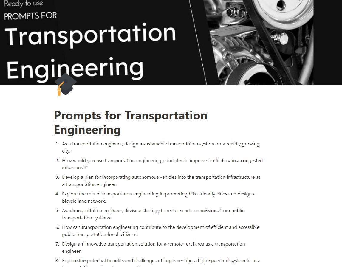 ChatGPT Prompts for Transportation Engineering