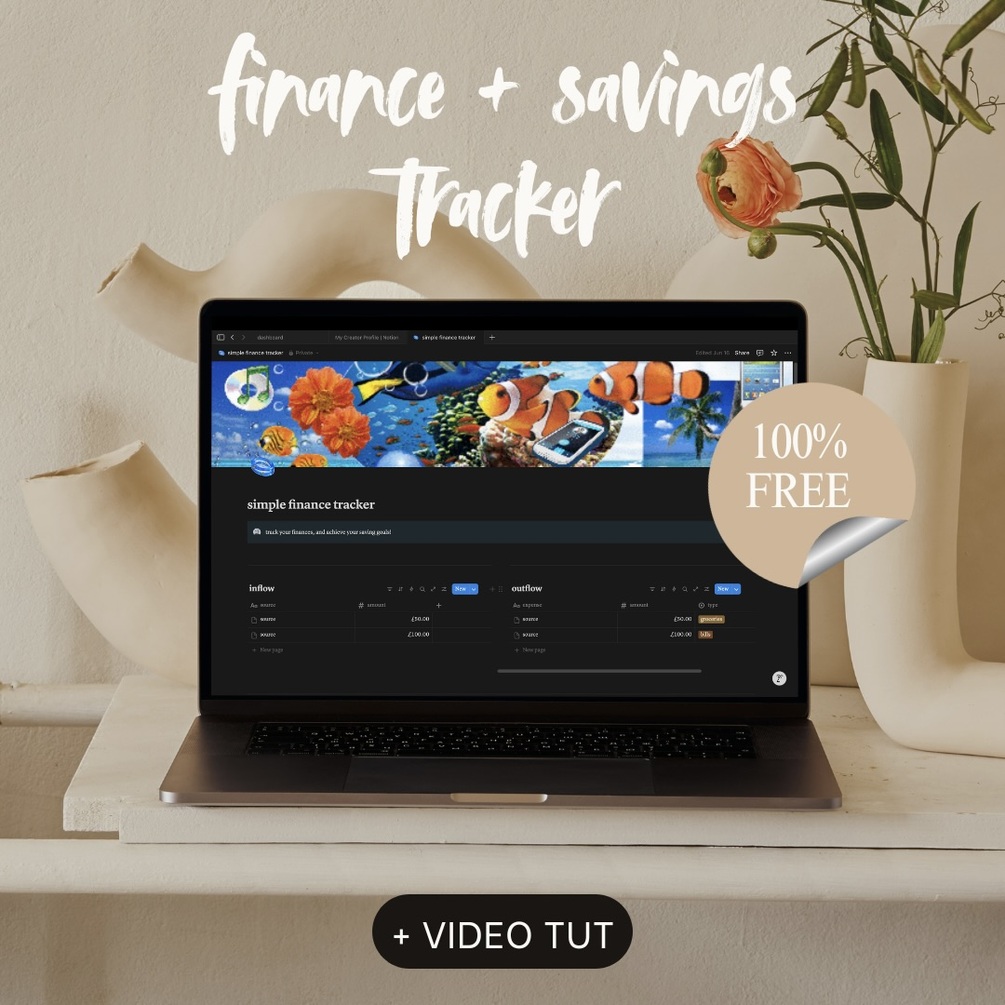 FREE simple finance tracker notion template