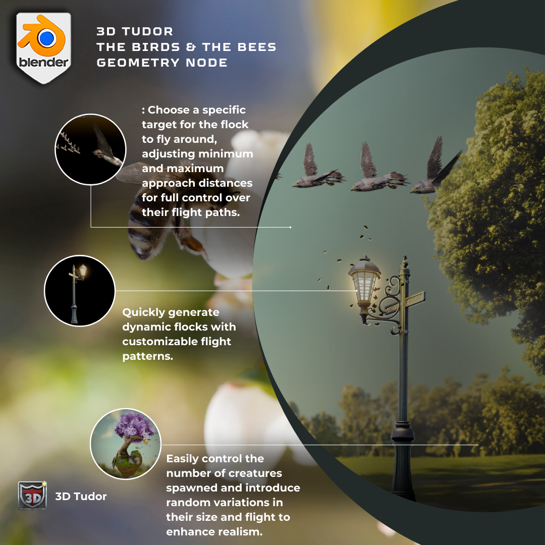 Birds and Bees Geometry Node - Superhive (formerly Blender Market)