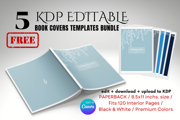KDP Book Cover Template Bundle/Blue